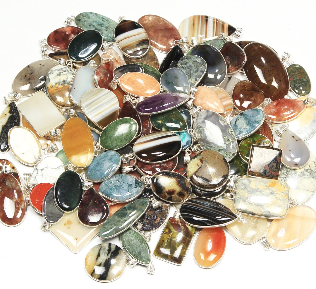 Multi Color Pendants, Assorted Crystal Handmade Bezel Pendant Necklace ...