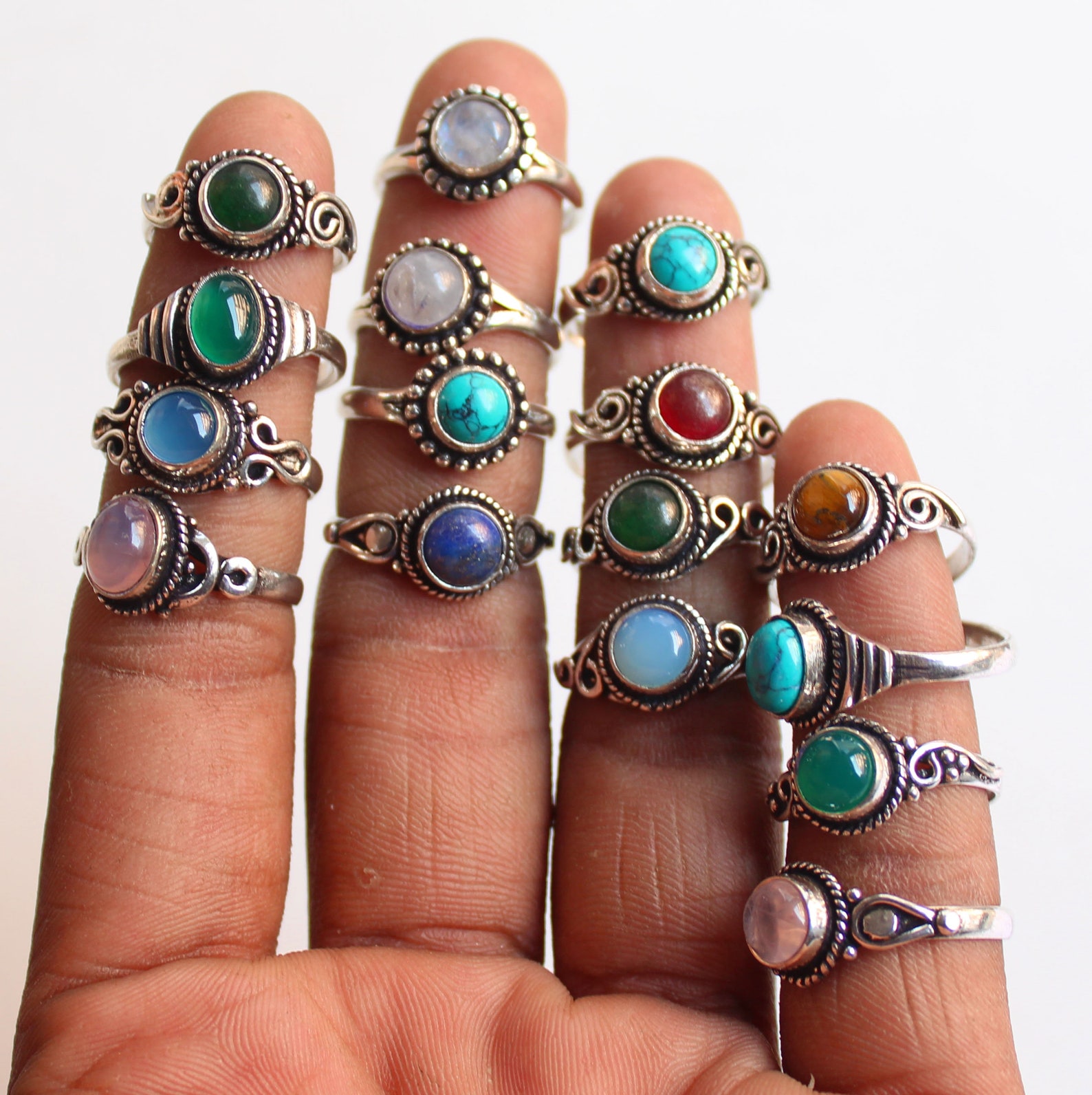 Mixed Crystal Rings Handmade Jewelry Rings Stacking Rings - Etsy UK