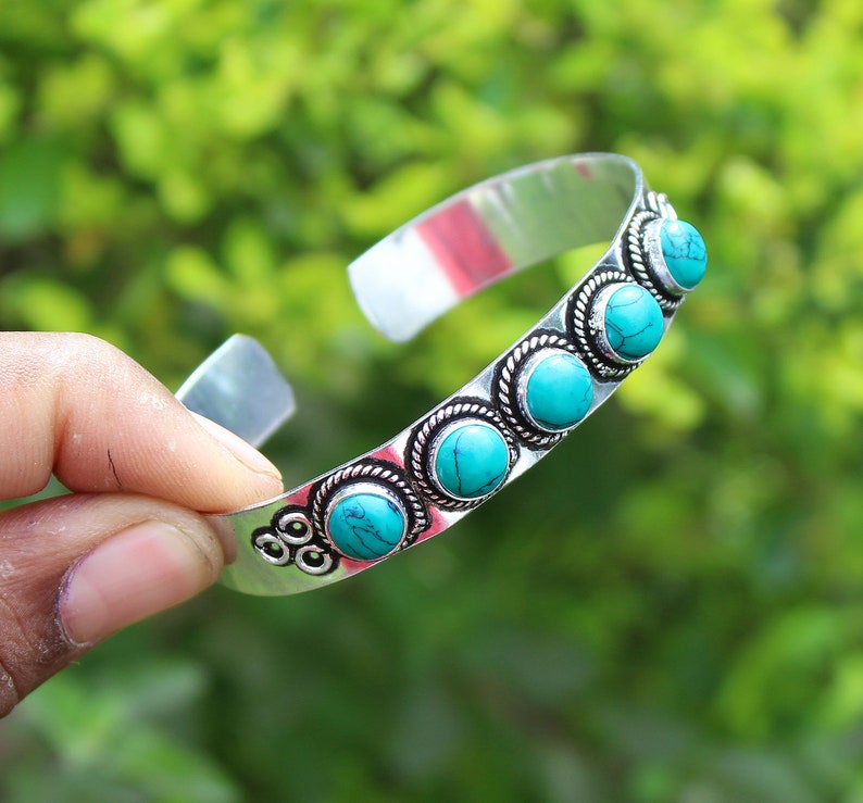 Turquoise Cuff Bangle Women Adjustable Bangle Boho Handmade - Etsy