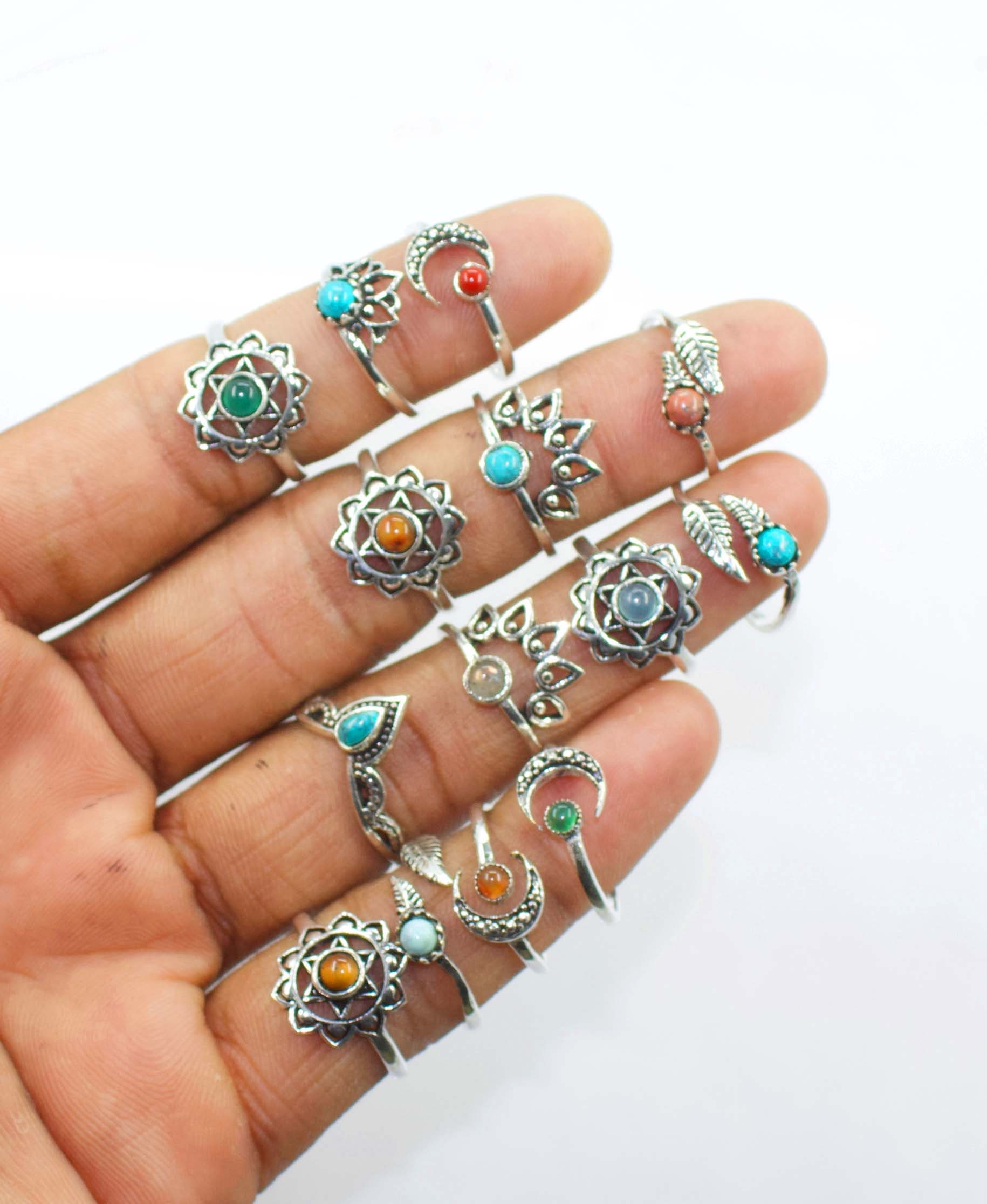 Mixed crystal rings Handmade Jewelry rings Stacking rings | Etsy