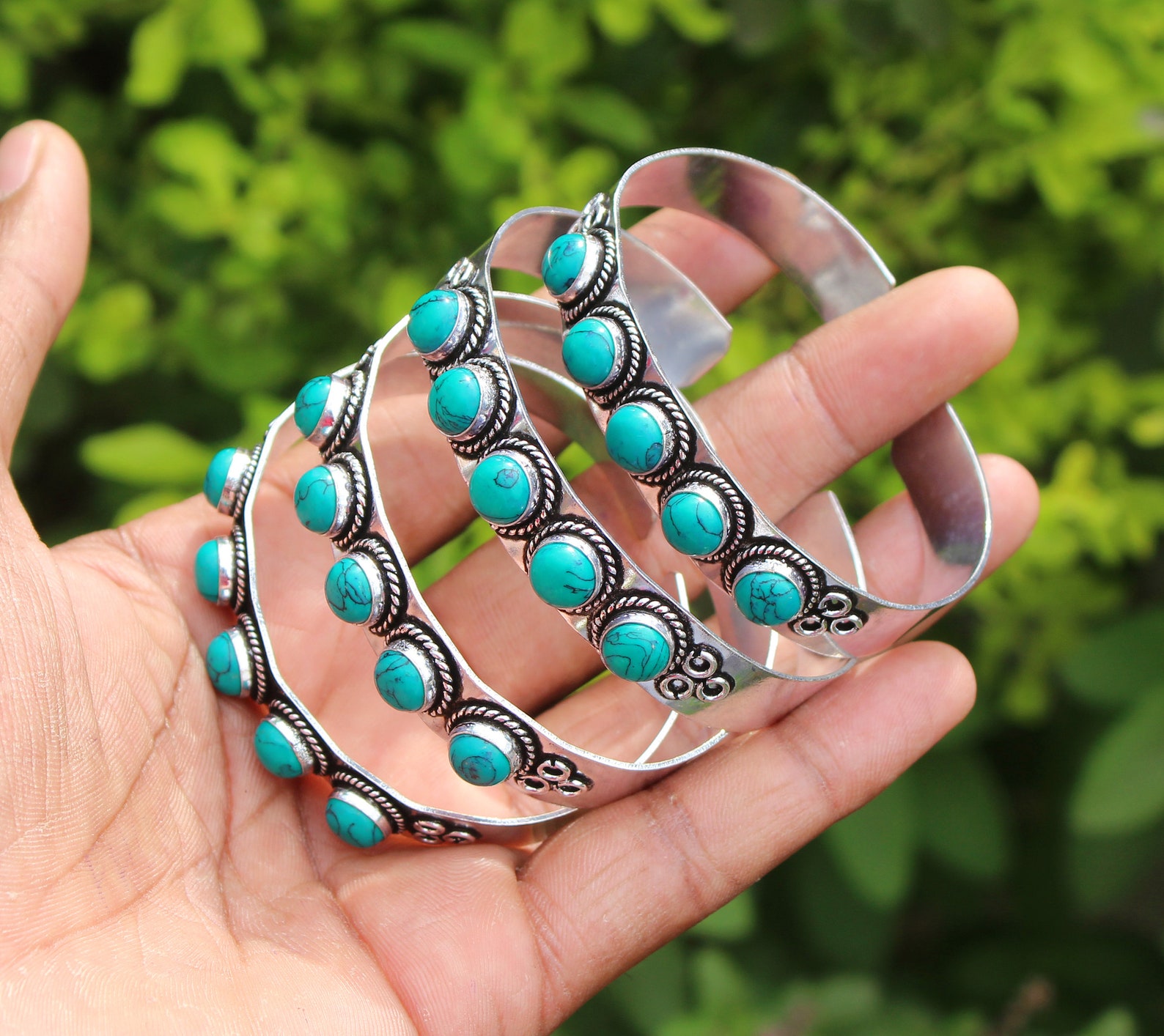 Turquoise Cuff Bangle Women Adjustable Bangle Boho Handmade - Etsy