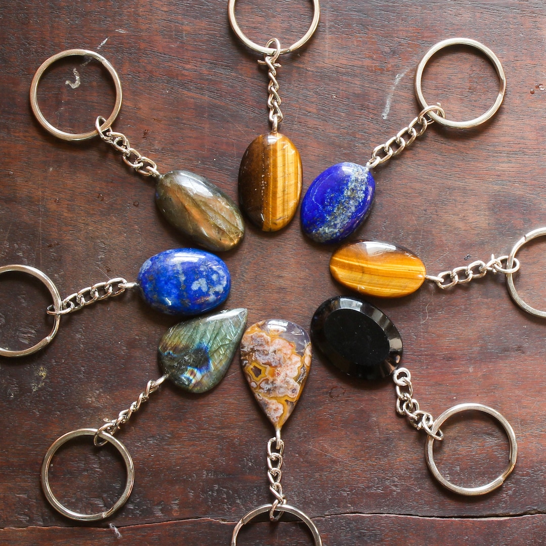 Crystal Keychains Gemstone Keychains Healing Keyrings - Etsy