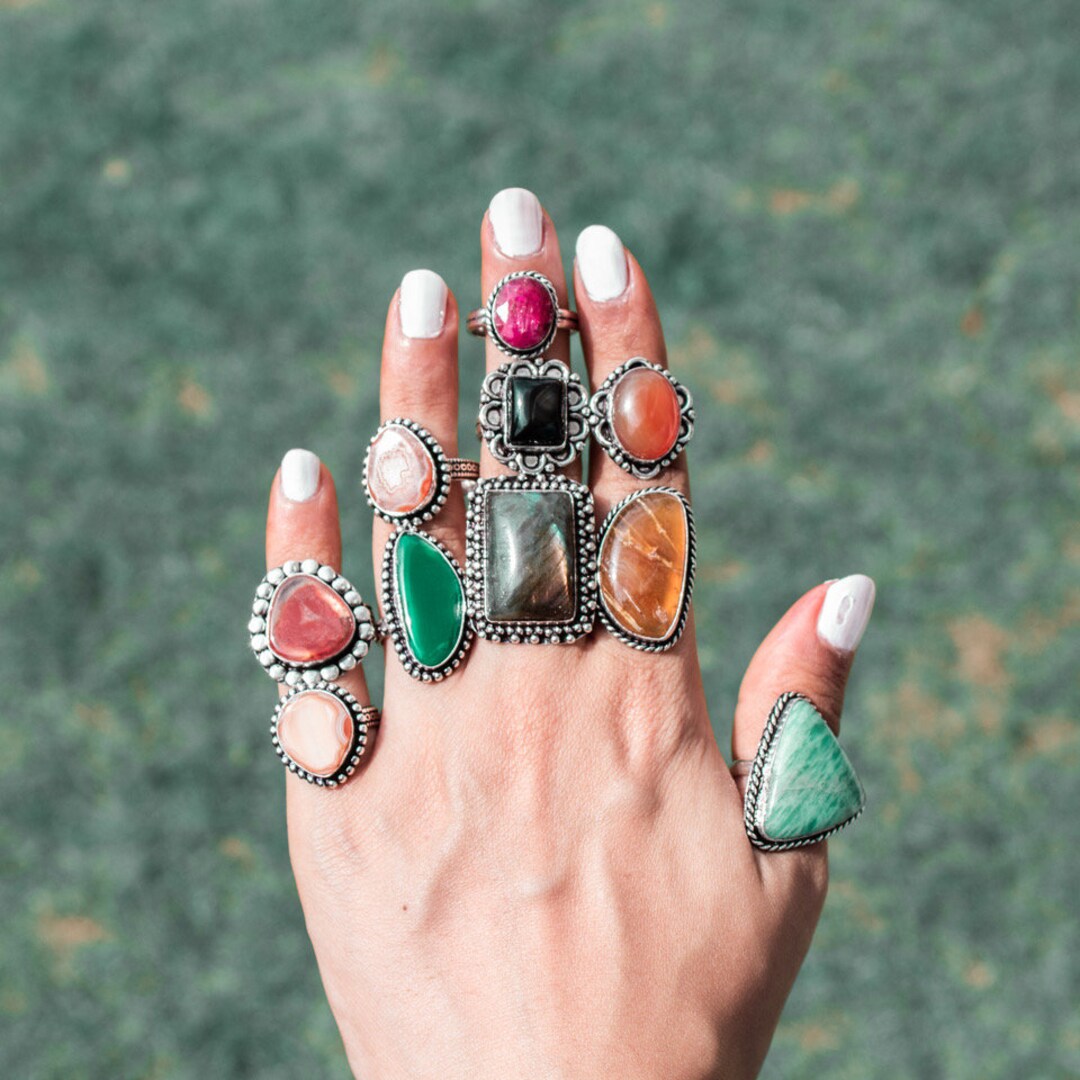 Rings Lot Handmade Jewelry Vintage Rings Hippie & Silver - Etsy UK