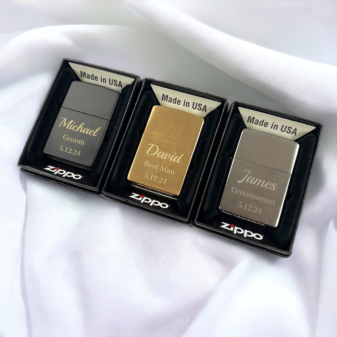 Custom Personalized ZIPPO LIGHTER for Men Women Engraved Groomsmen ...