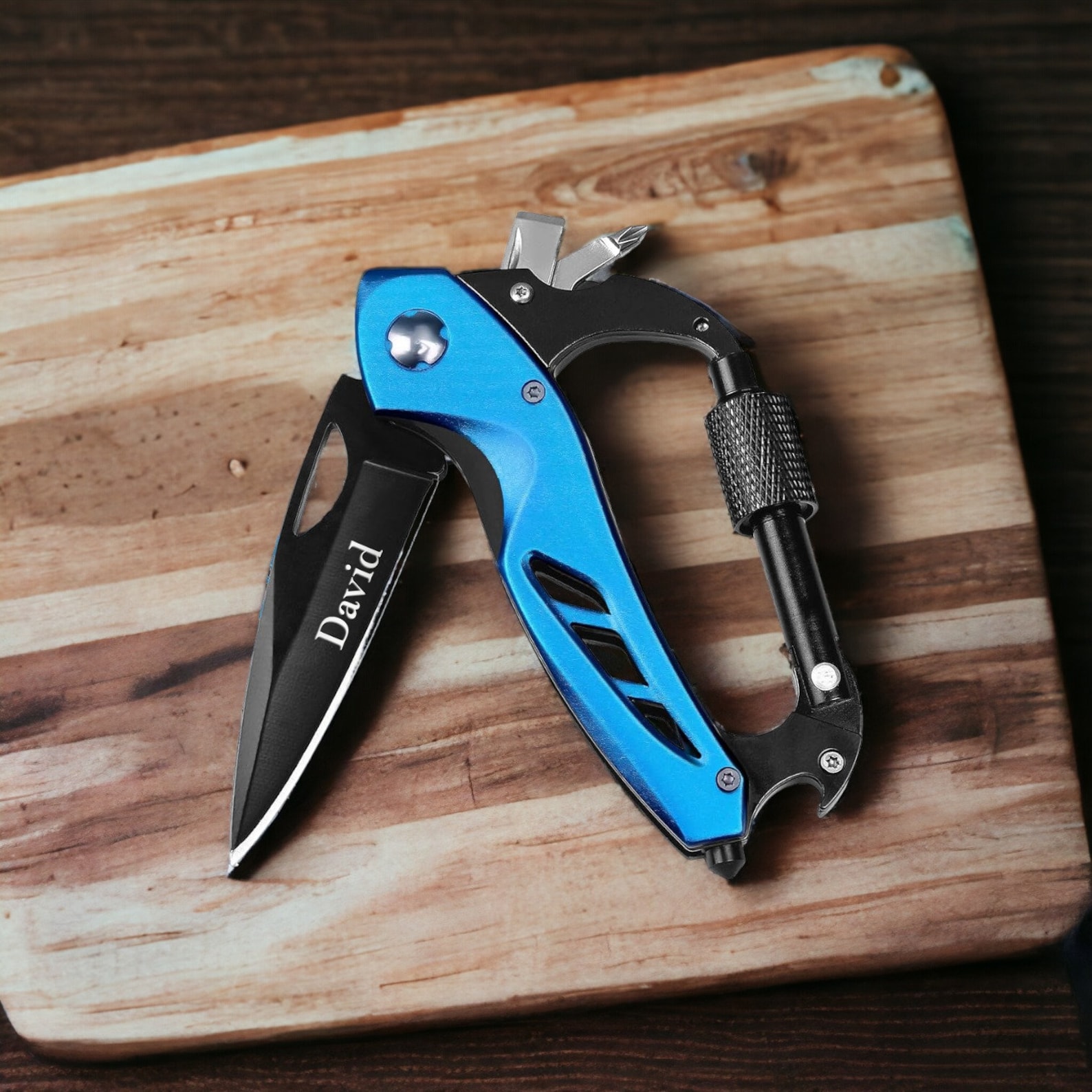 Personalized CARABINER POCKET KNIFE Groomsmen Birthday Gift for Him Dad ...