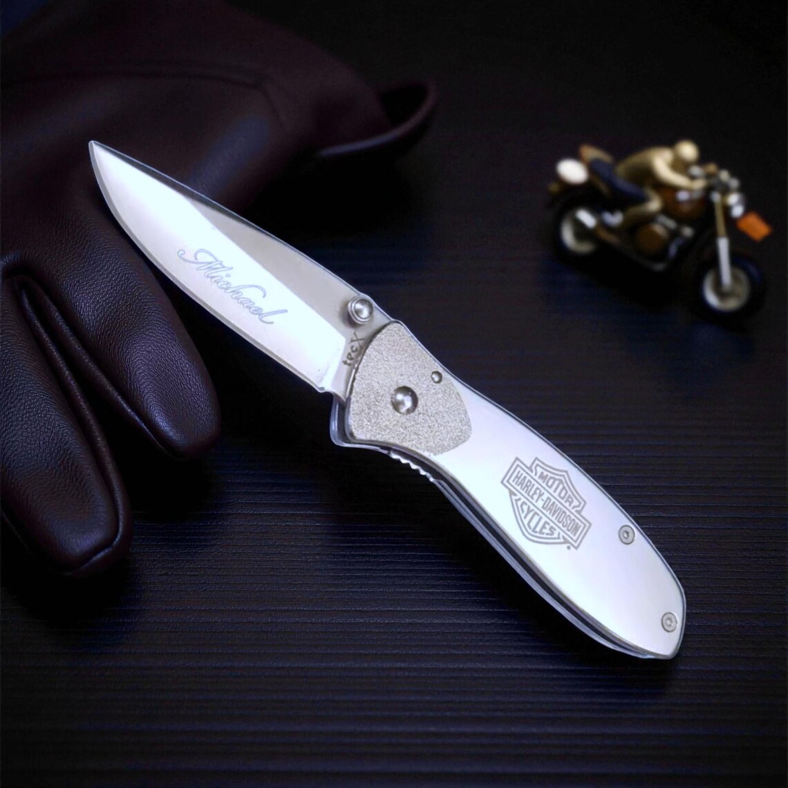 Personalized HARLEY DAVIDSON Pocket Knife Motorcycle Bike Birthday Gift ...