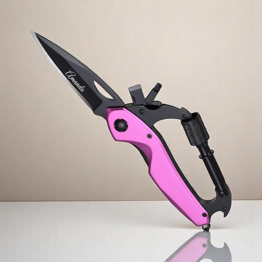 Personalized CARABINER POCKET KNIFE Multitool Knives Handmade ...