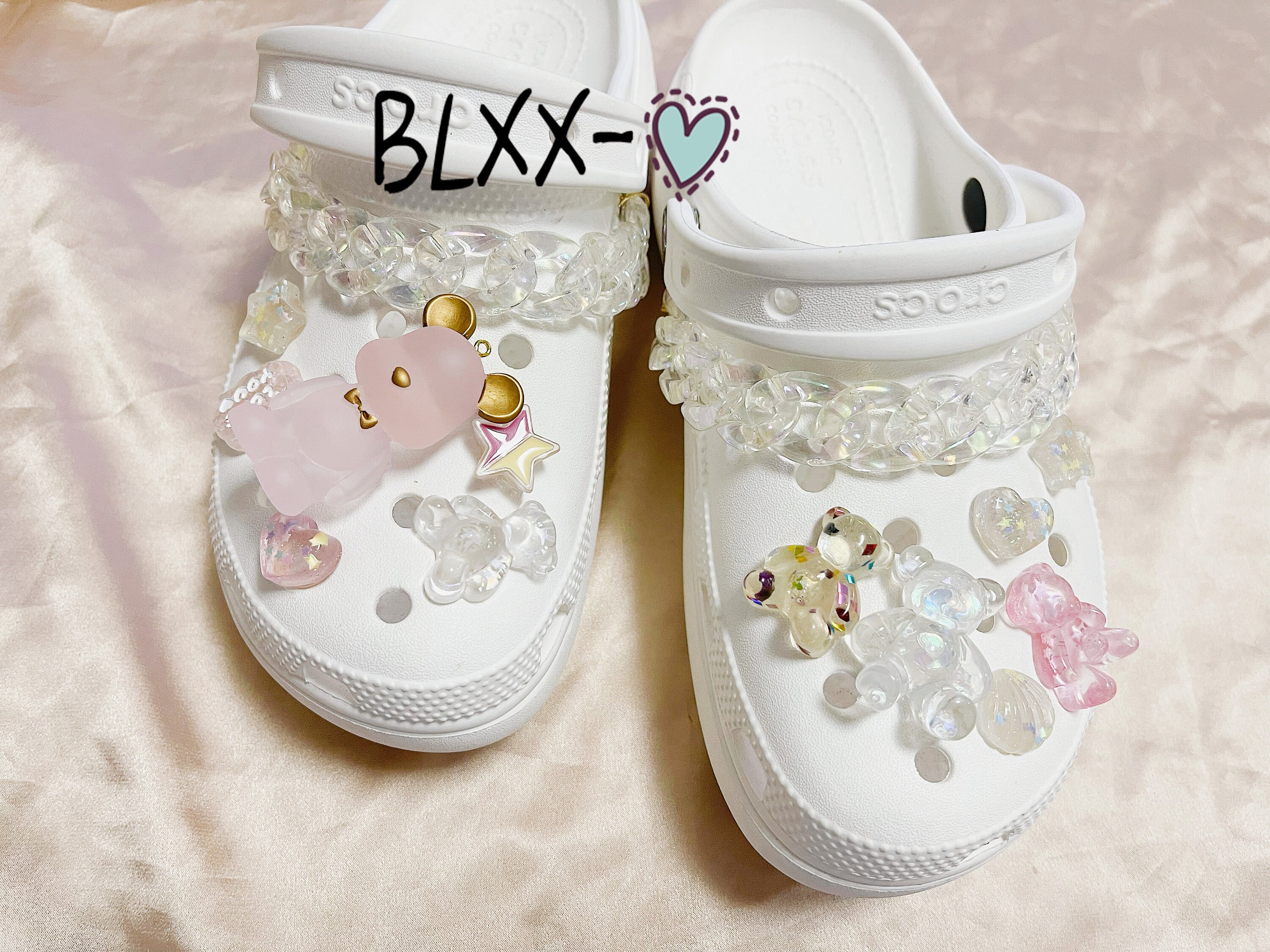 Pink Style Clog Charms Set of 14 With Chain Cute Bear Charms - Etsy