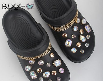 Punk Clog Charms Set of 6 With Chain, Lion Head Cool Accessories Shoe ...