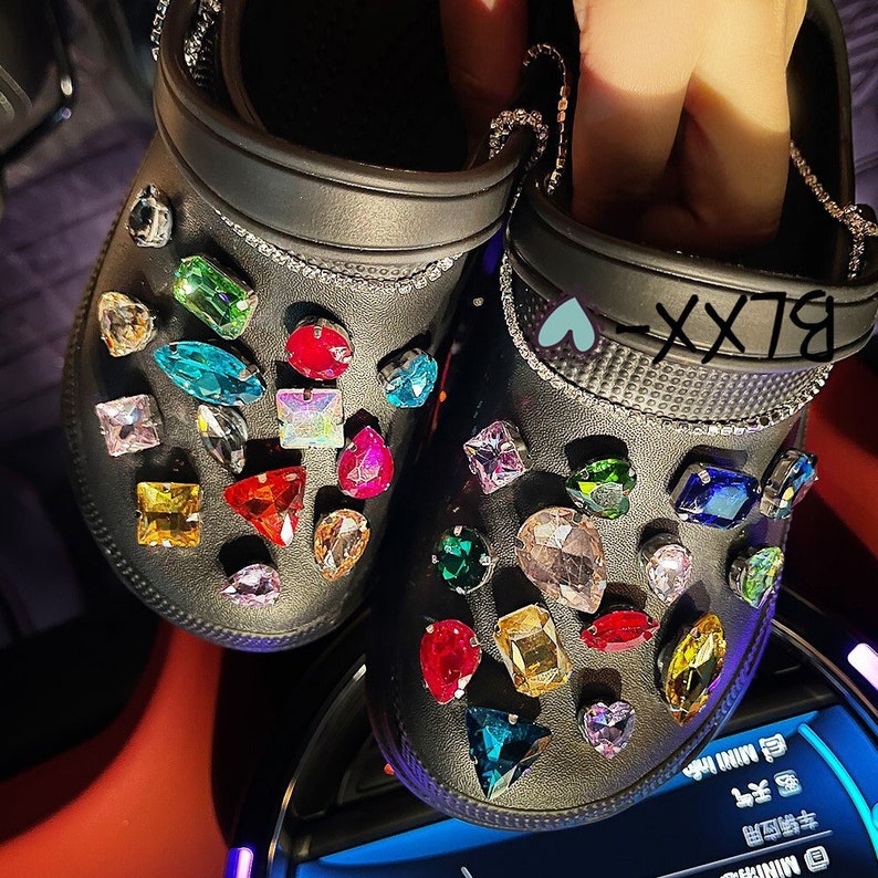 Rhinestone Clog Charms Set of 28 With Strap Chain Mix-color - Etsy