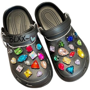 Rhinestone Clog Charms Set of 28 With Strap Chain, Mix-color Bling ...