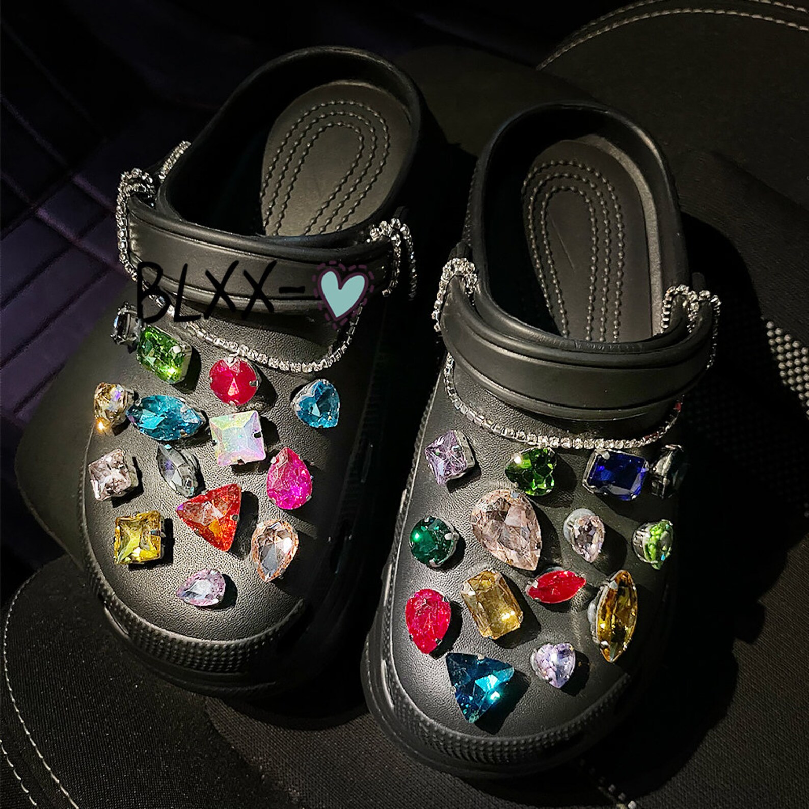 Rhinestone Clog Charms Set of 28 With Strap Chain Mix-color - Etsy