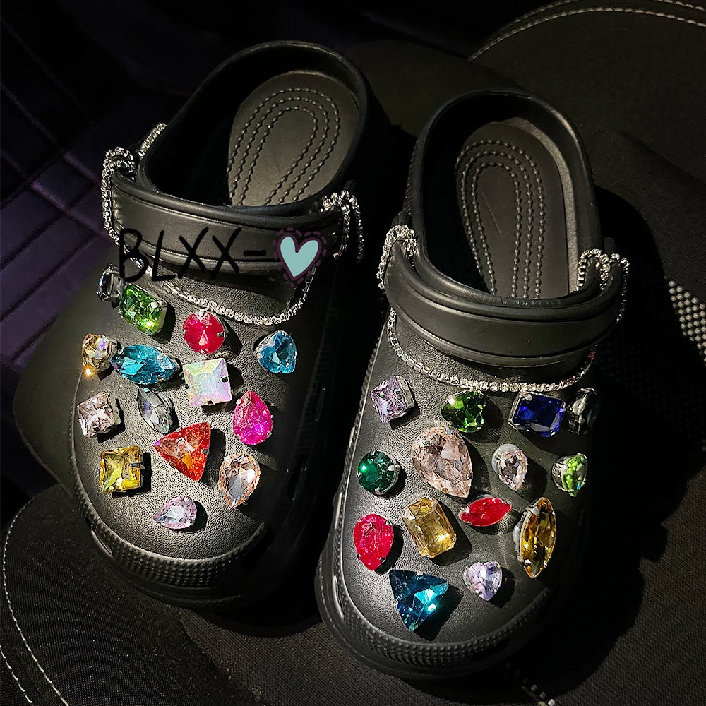 Rhinestone Clog Charms Set of 28 With Strap Chain Mix-color - Etsy