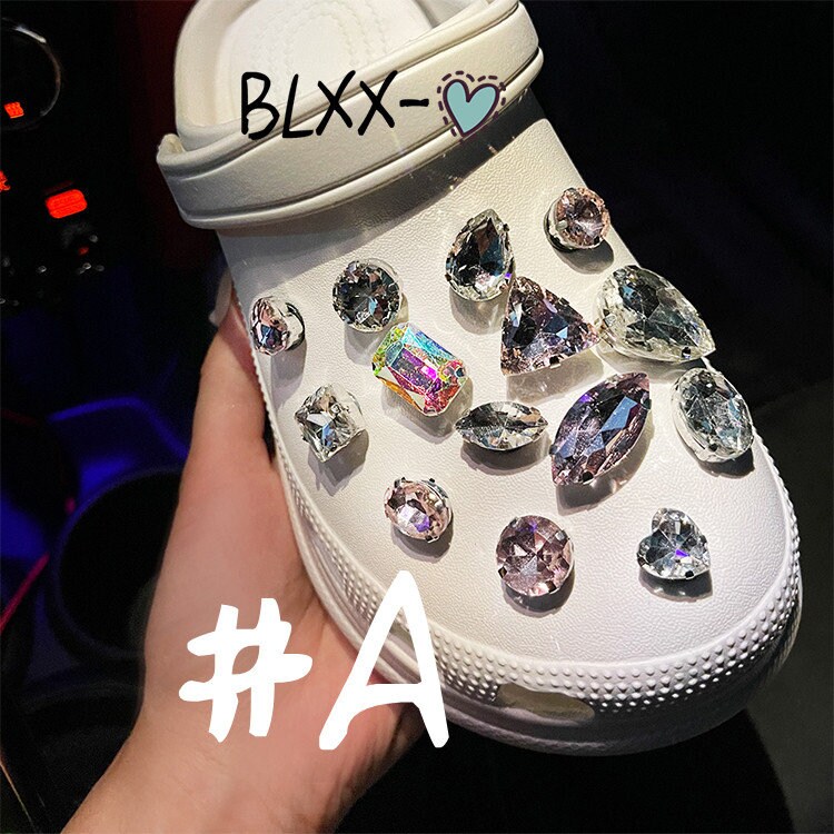 Rhinestone Clog Charms Set of 28 White & Pink Bling Diamond | Etsy