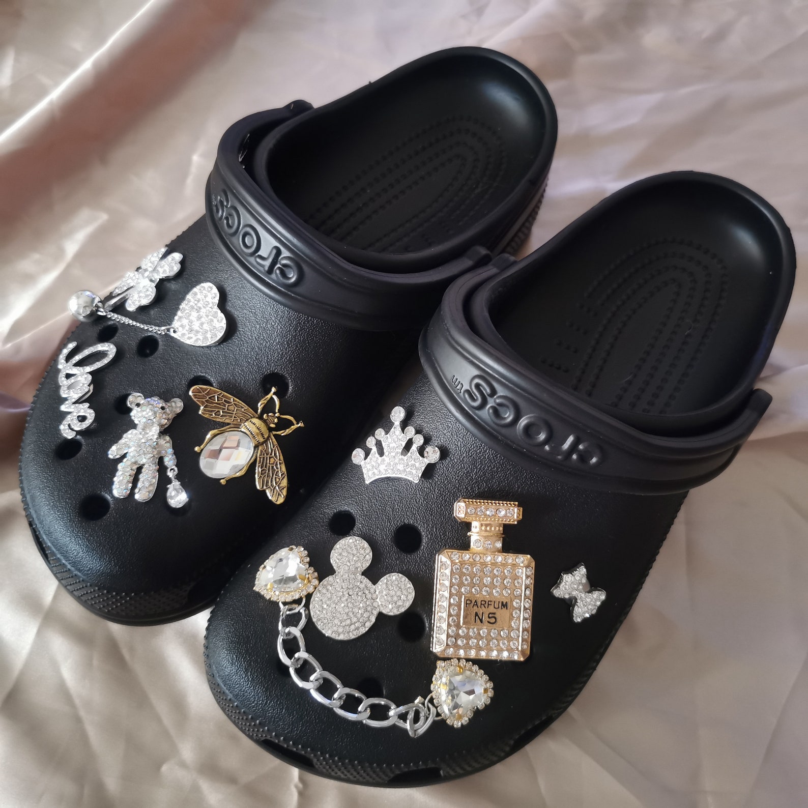 Punk Croc Charms Set with chain Punk Golden Bear Charms Pack | Etsy