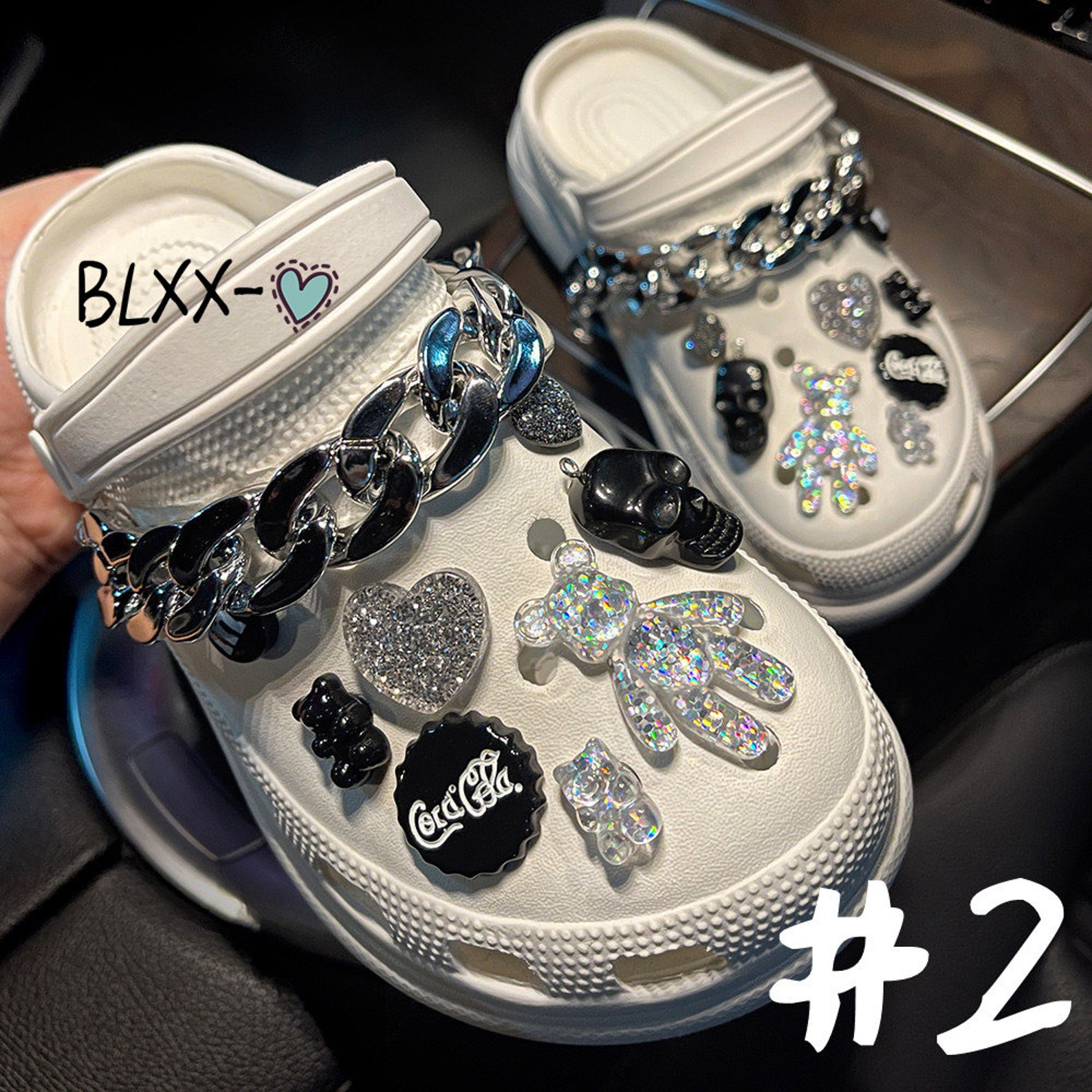 Punk Croc Charms Set with chain Punk Silver Bear Charms Pack | Etsy