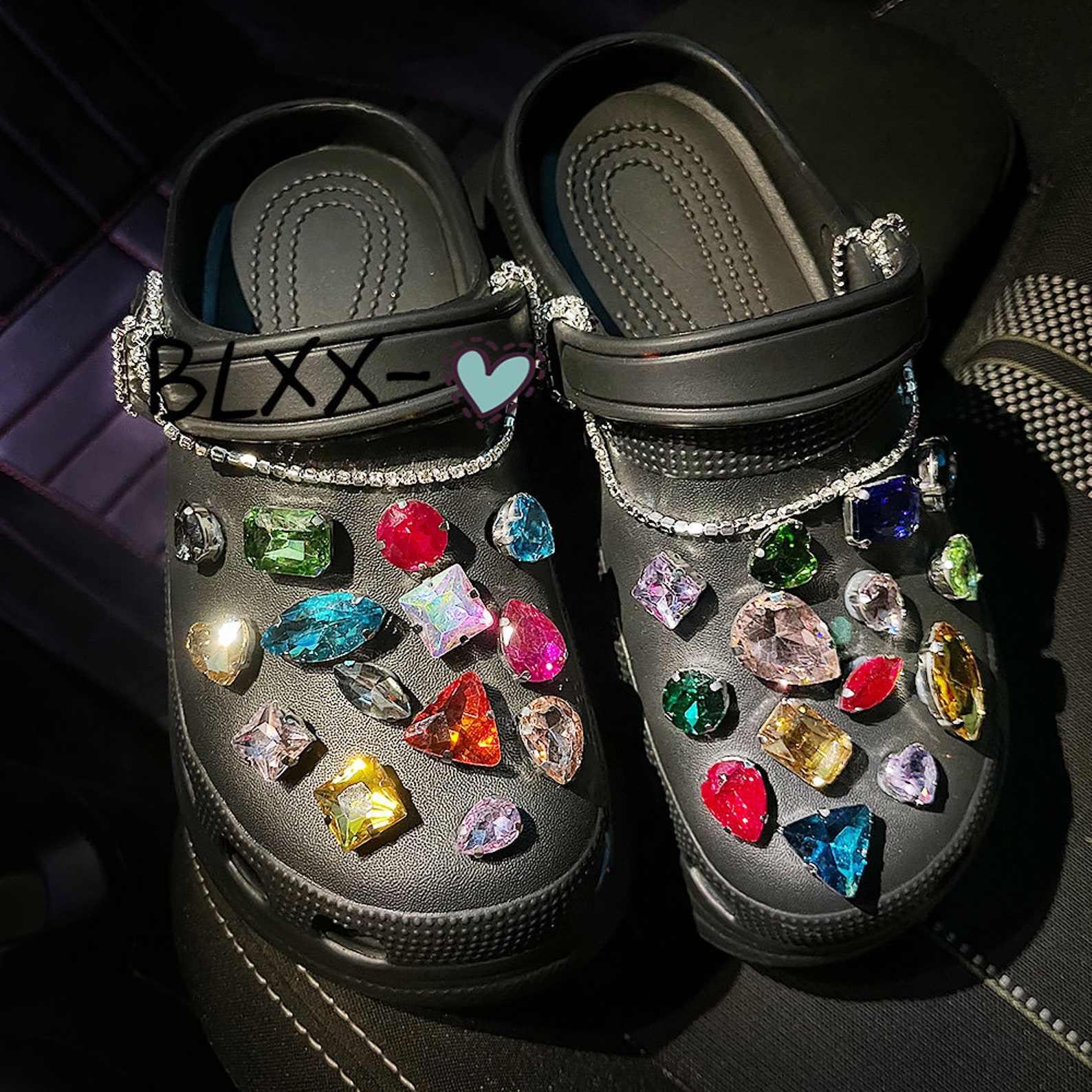 Rhinestone Clog Charms Set of 28 With Strap Chain Mix-color - Etsy