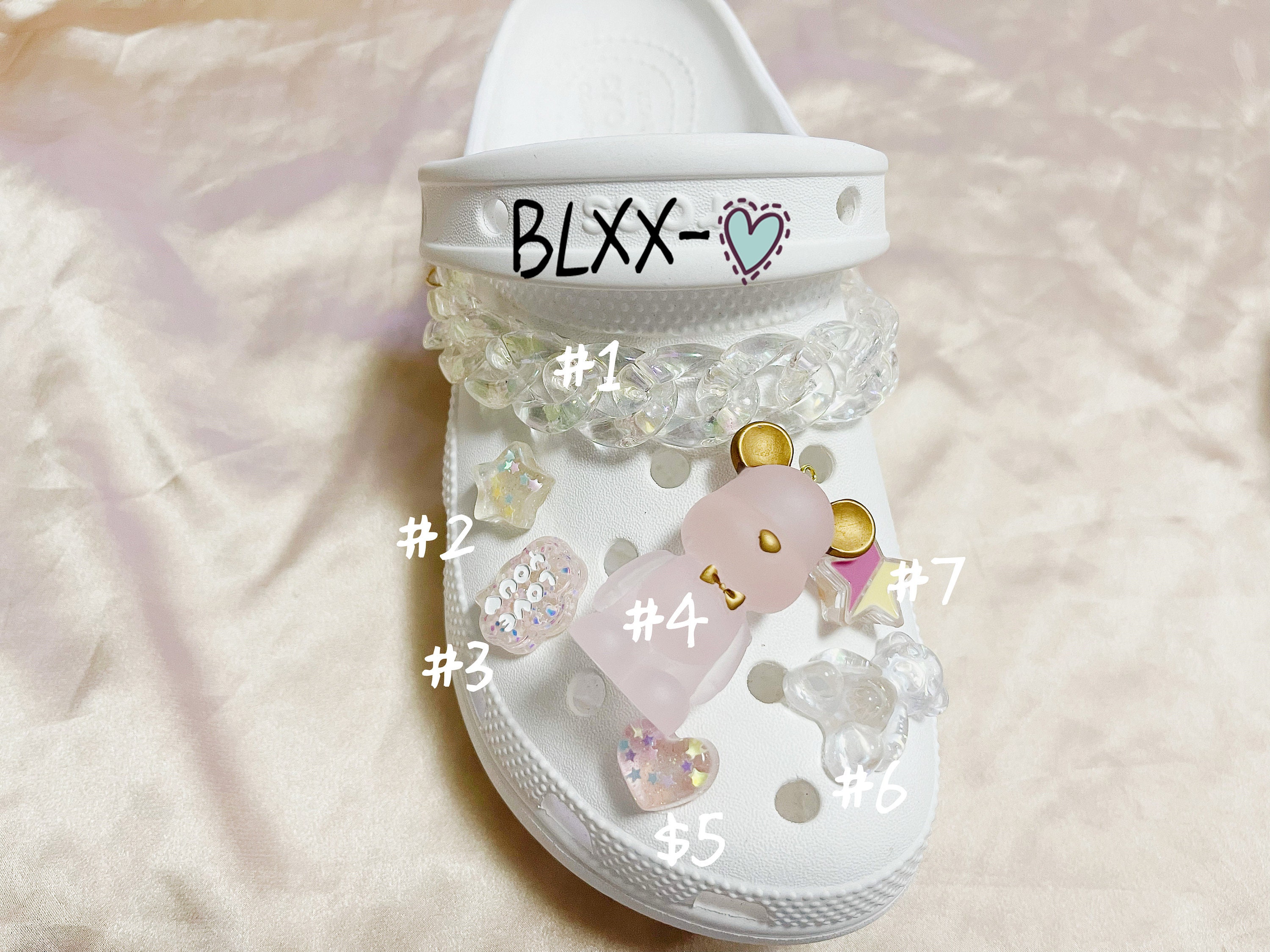 Pink Style Clog Charms Set of 14 With Chain Cute Bear Charms - Etsy