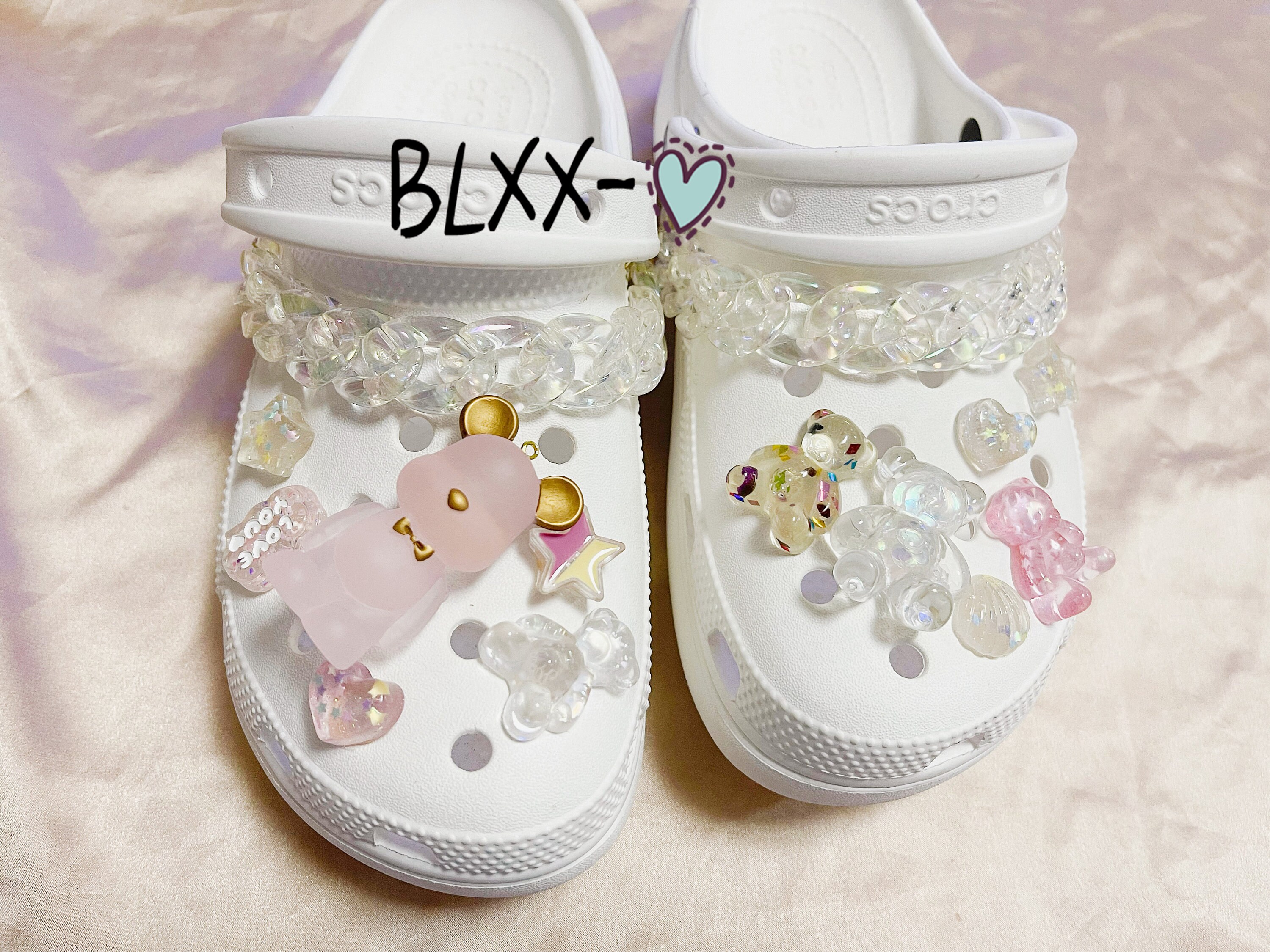 Pink Style Clog Charms Set of 14 With Chain Cute Bear Charms - Etsy