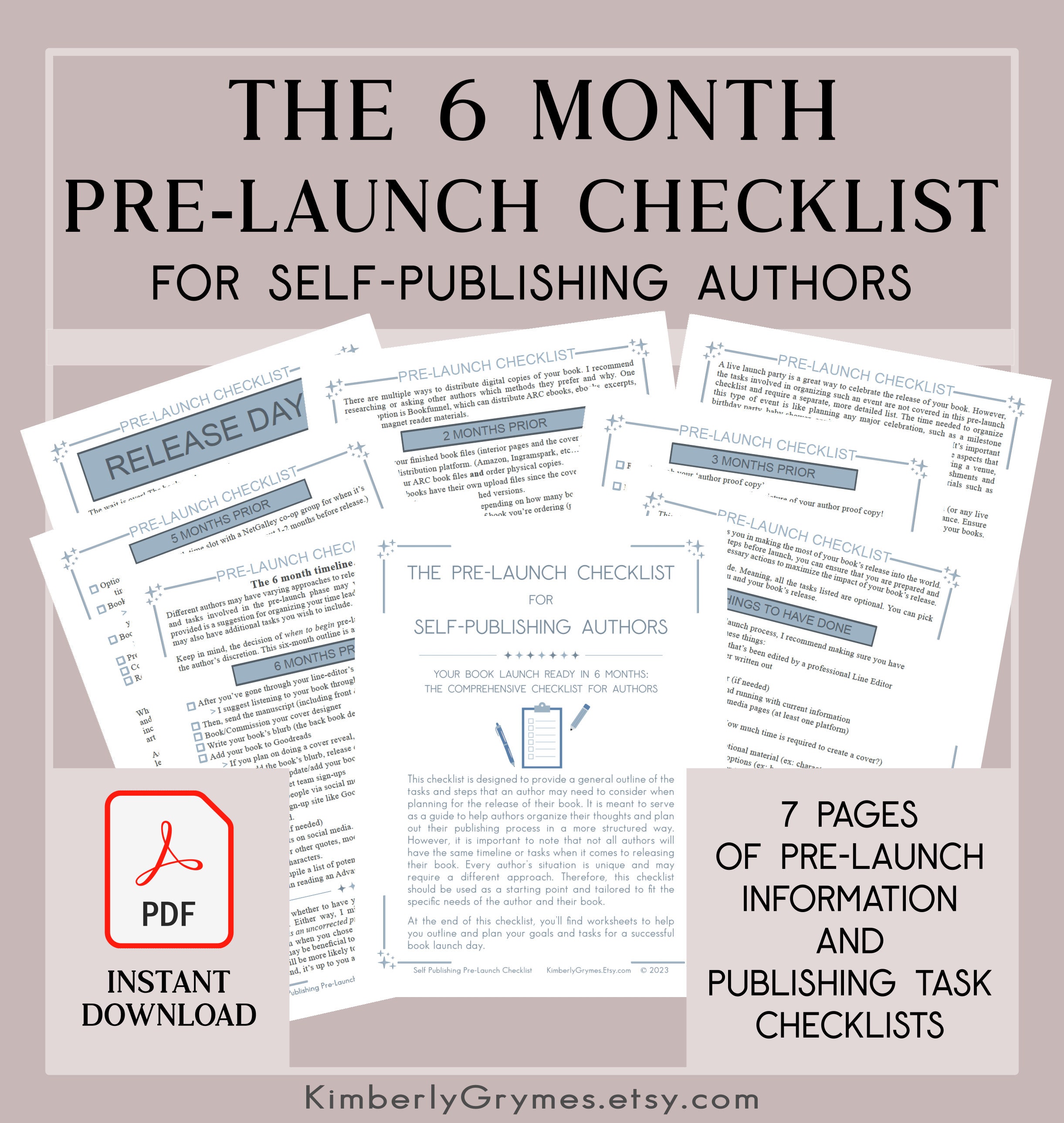 The 6 Month Pre-launch Checklist for Self Publishing Authors - Etsy