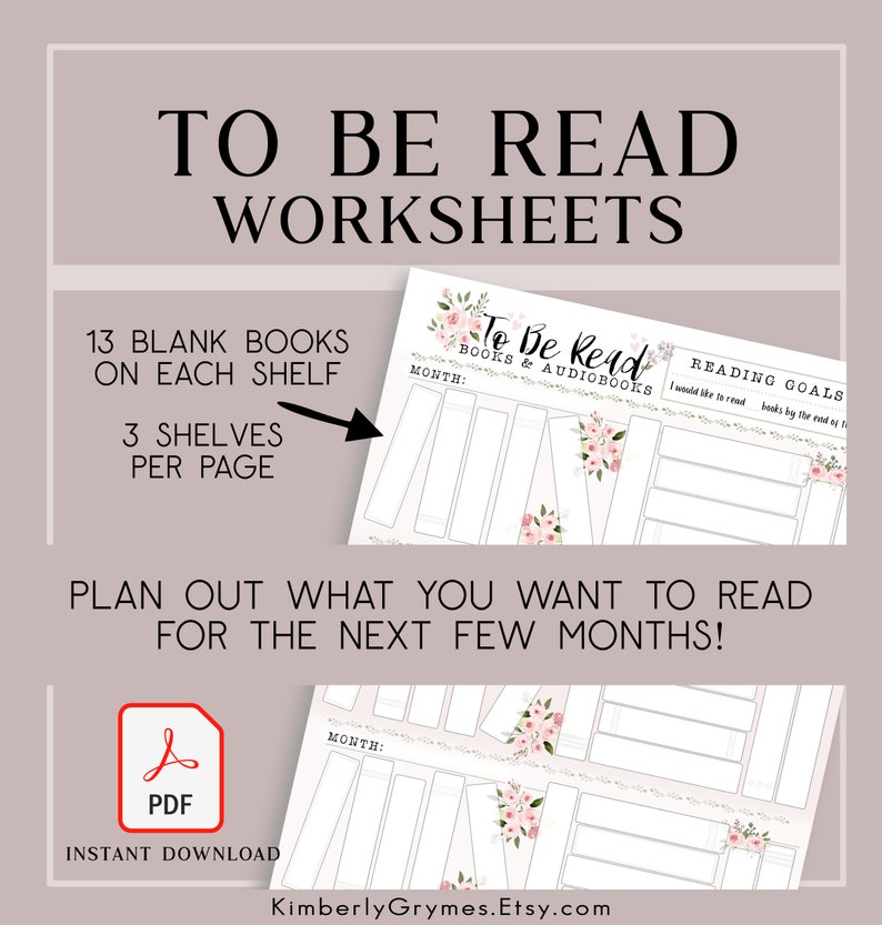 TBR {to Be Read} Worksheets | Downloadable & Printable - Etsy