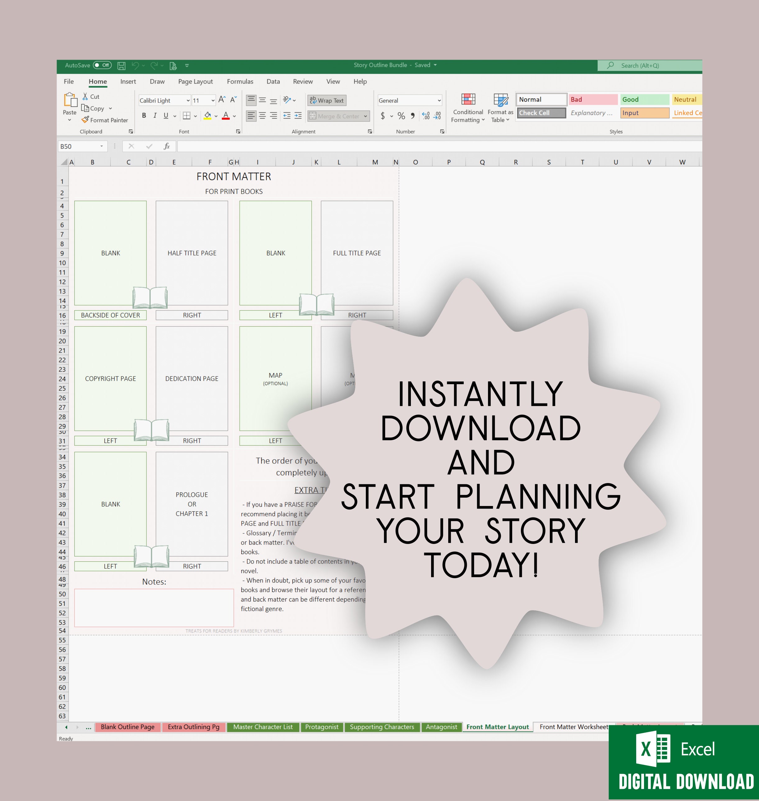 Excel Plan That Story Bundle Pack for Fictional Stories - Etsy