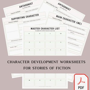 PDF Character Development Worksheets - Etsy