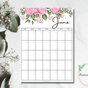 Undated Floral Monthly Planner Printable, Perpetual Calendar, Undated ...