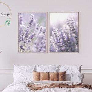 Lavender Wall Art Set of 3 Prints, Purple Wildflower Print Set of 3 ...