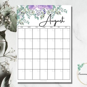 Undated Floral Monthly Planner Printable, Perpetual Calendar, Undated ...