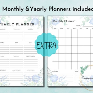 Undated Floral Monthly Planner Printable, Perpetual Calendar, Undated ...