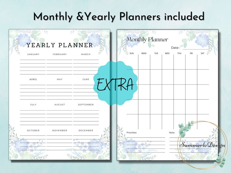 Undated Floral Monthly Planner Printable Perpetual Calendar - Etsy