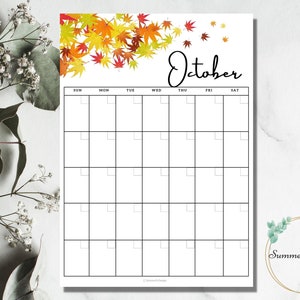 Undated Floral Monthly Planner Printable, Perpetual Calendar, Undated ...