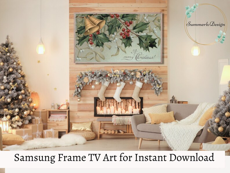Samsung Frame TV Art Vintage Christmas Frame TV Art Merry - Etsy