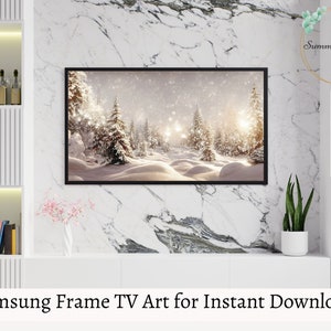 Samsung Frame TV Art, Vintage Christmas Painting, Winter Forest, Snowy ...