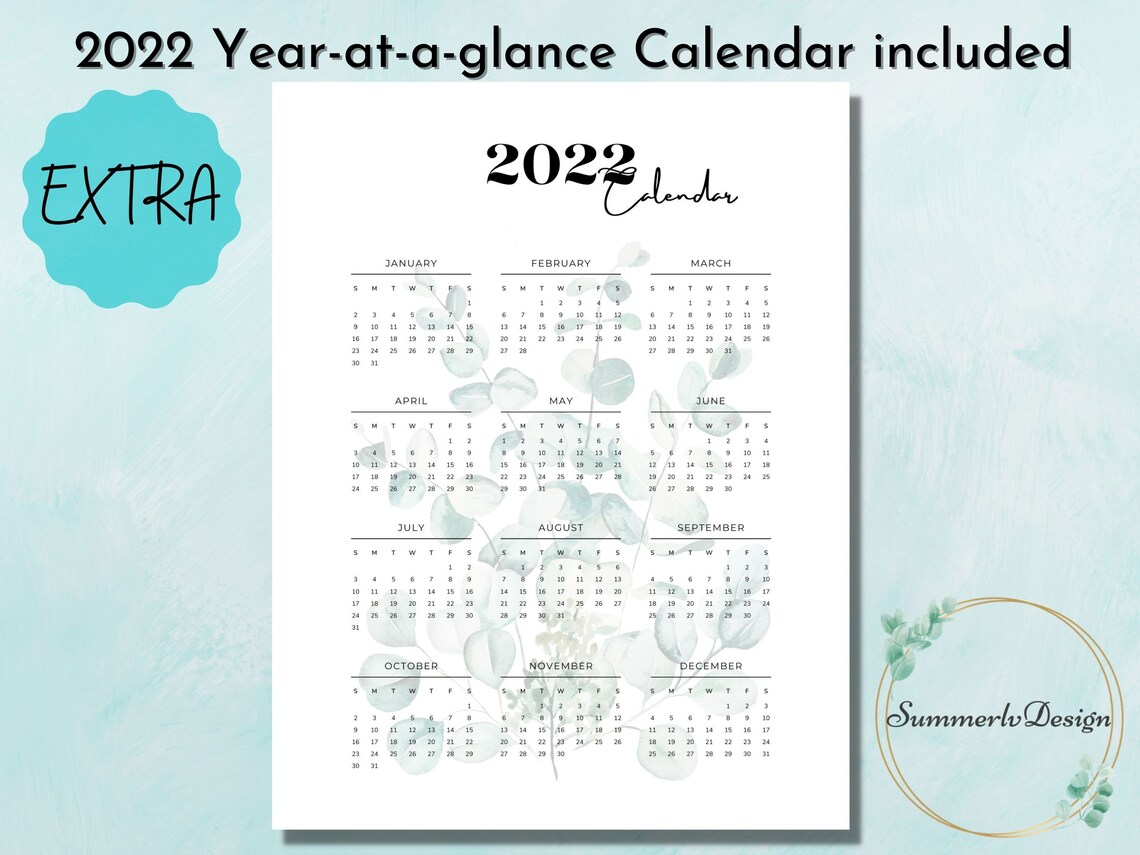 Undated Floral Monthly Planner Printable 2022 Perpetual - Etsy