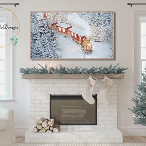 Samsung Frame TV Art, Christmas, Polar Express Train in Winter Forest ...
