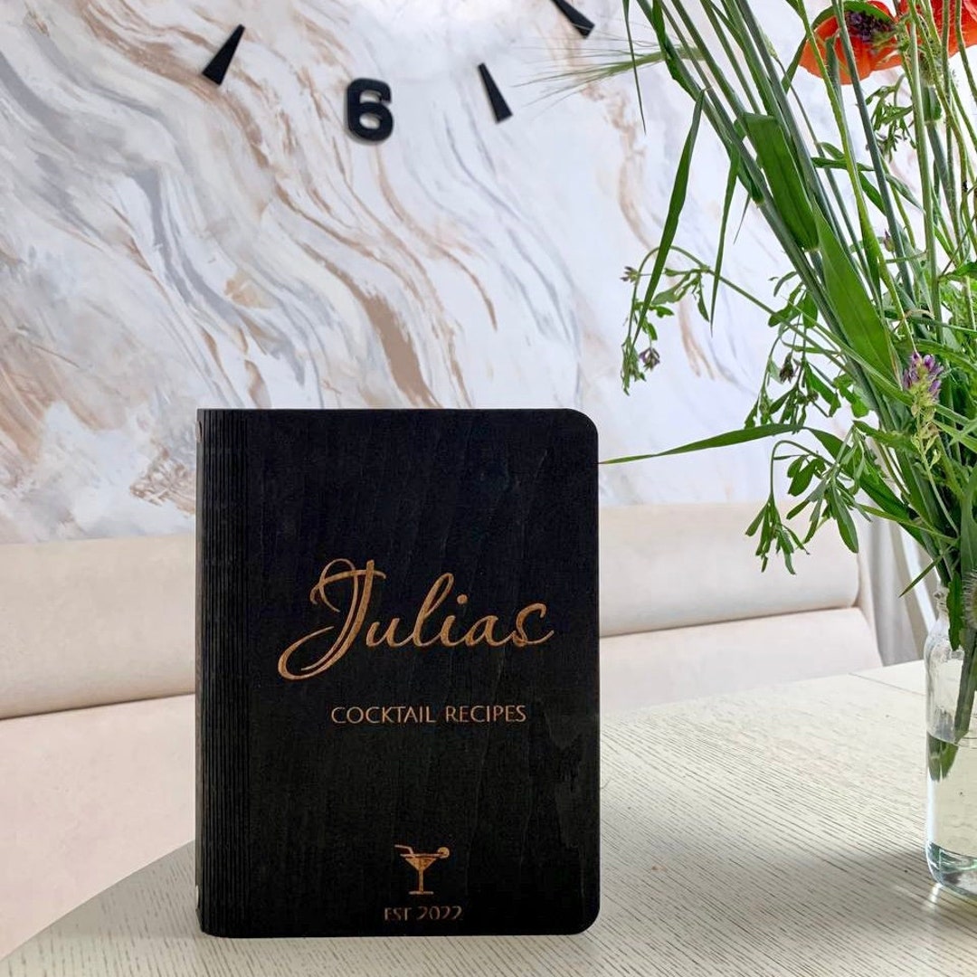 Cocktail Recipe Book Recipe Bar Book Bartender Gift Wooden - Etsy