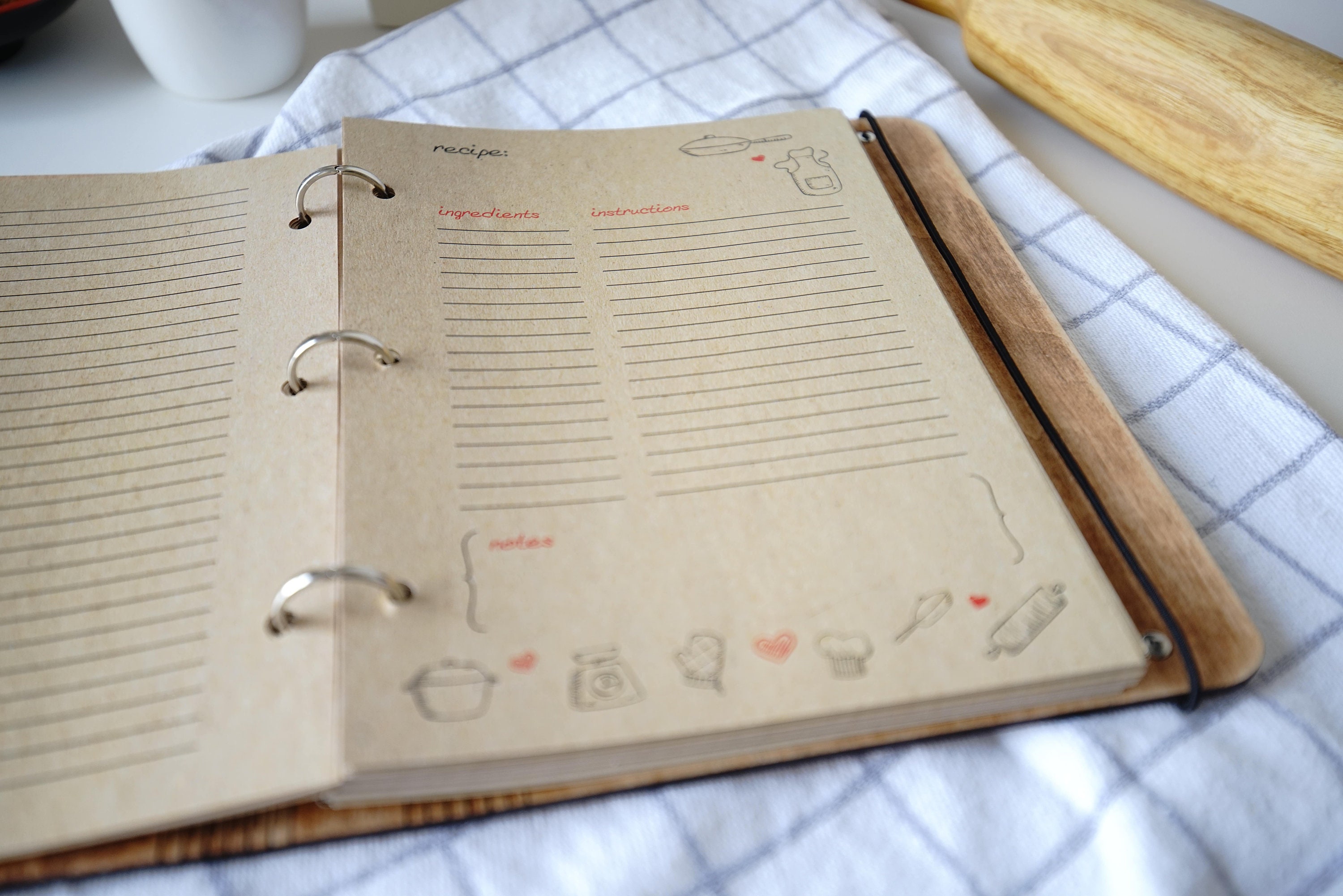 Personalized Wooden Recipe Book Binder Cookbook Custom Journal | Etsy