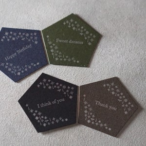 Letter Press Card | Pentagon Card | 4 Colors | With Silver Pen ...