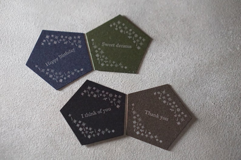 Letter Press Card | Pentagon Card | 4 Colors | With Silver Pen ...