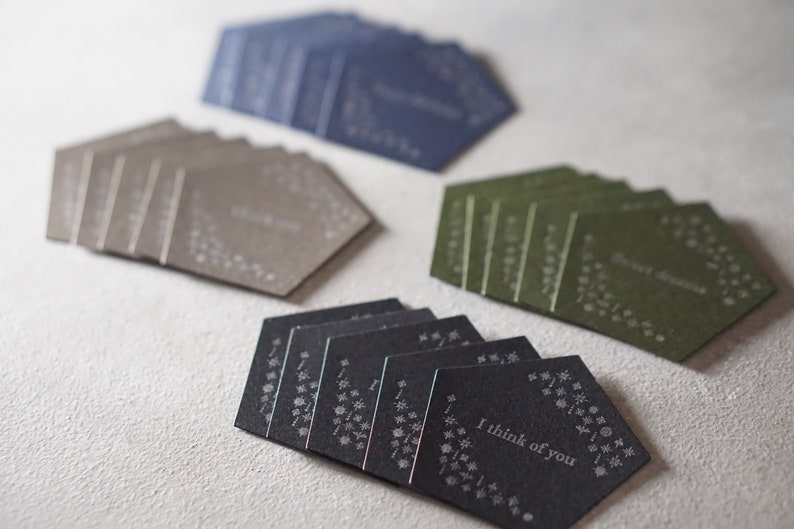 Letter Press Card | Pentagon Card | 4 Colors | With Silver Pen ...