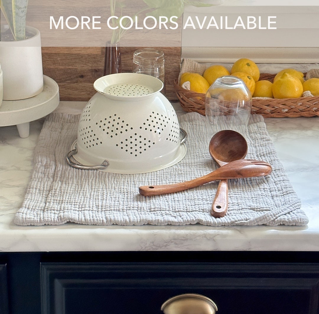 Dish Drying Mat for Kitchen - 100% Cotton 8 Ply Muslin, Many Sizes ...