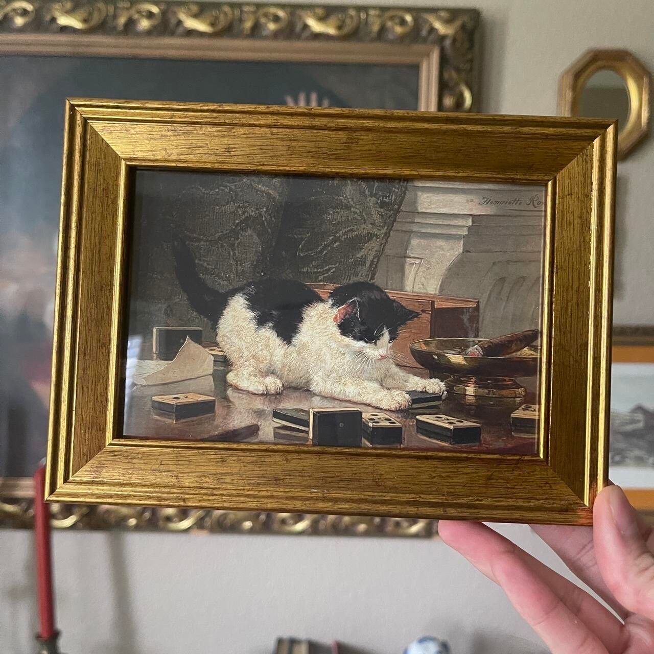 Vintage Style Kitty Cat Painting Art Print Gallery Wall - Etsy