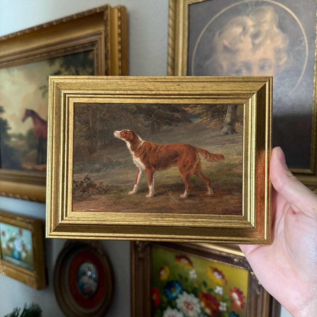 Vintage Style Red Dog Art Print in Gold Frame (4x6) - Etsy