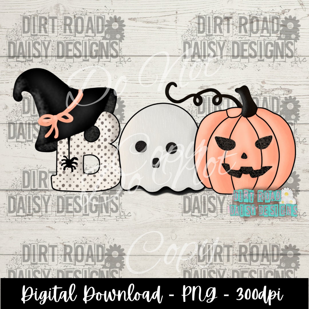 Boo Png | Cute Halloween Png | Cute Ghost Png | Pumpkin Png | Peach ...