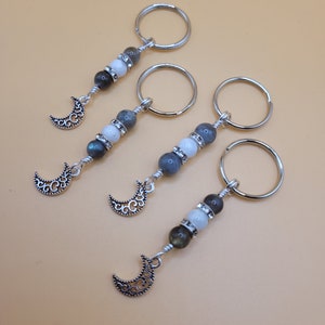 Moon Goddess Keychain With Labradorite and Moonstone - Etsy