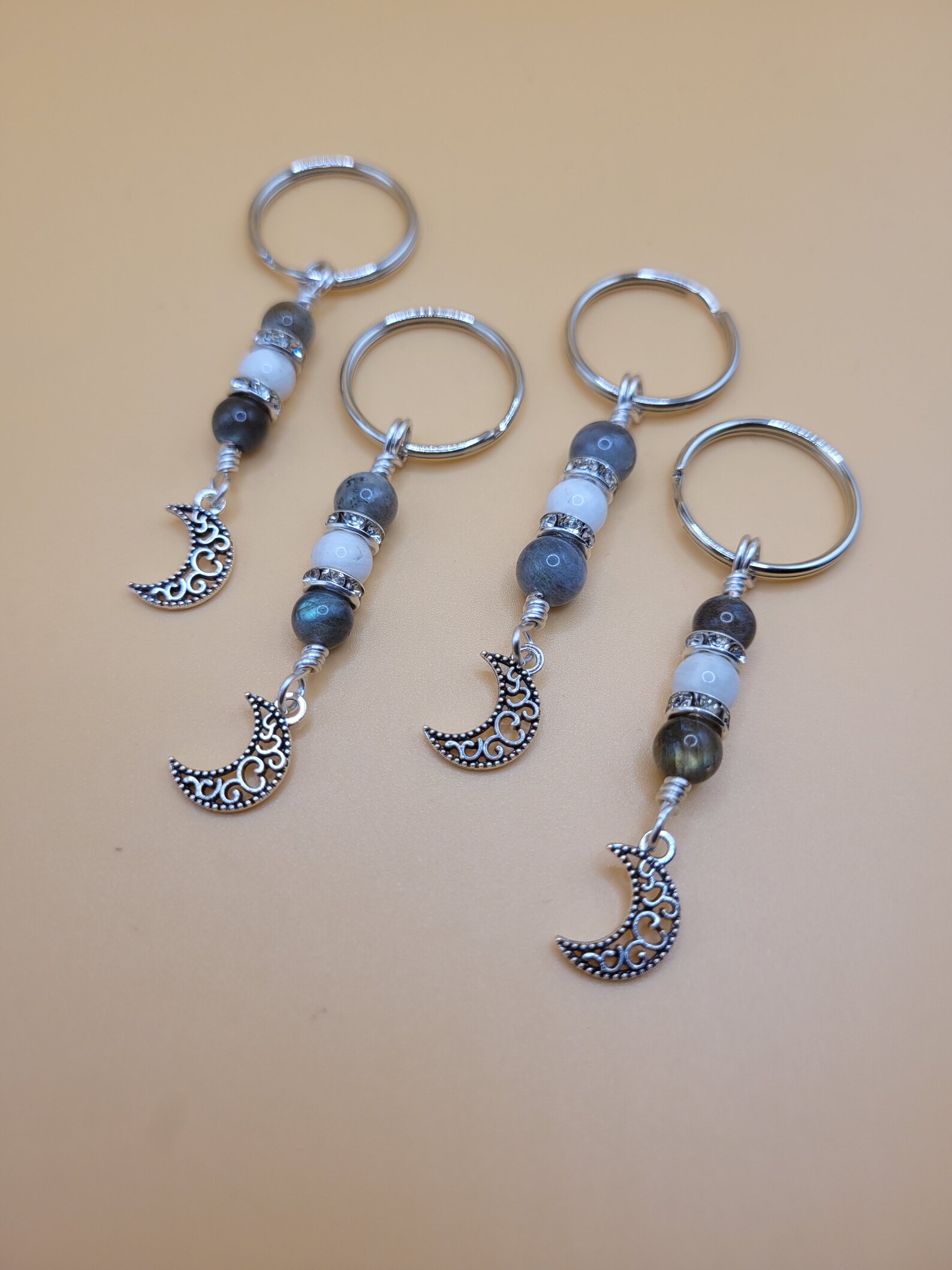 Moon Goddess Keychain With Labradorite and Moonstone - Etsy