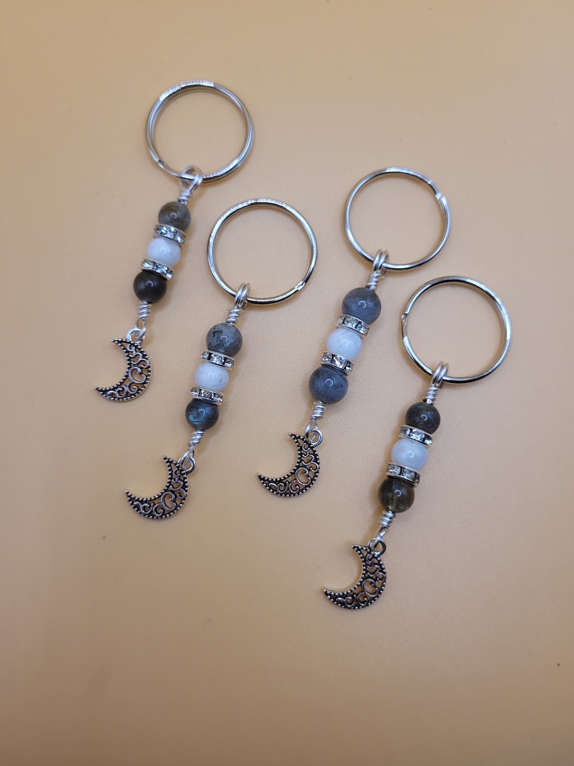 Moon Goddess Keychain With Labradorite and Moonstone - Etsy