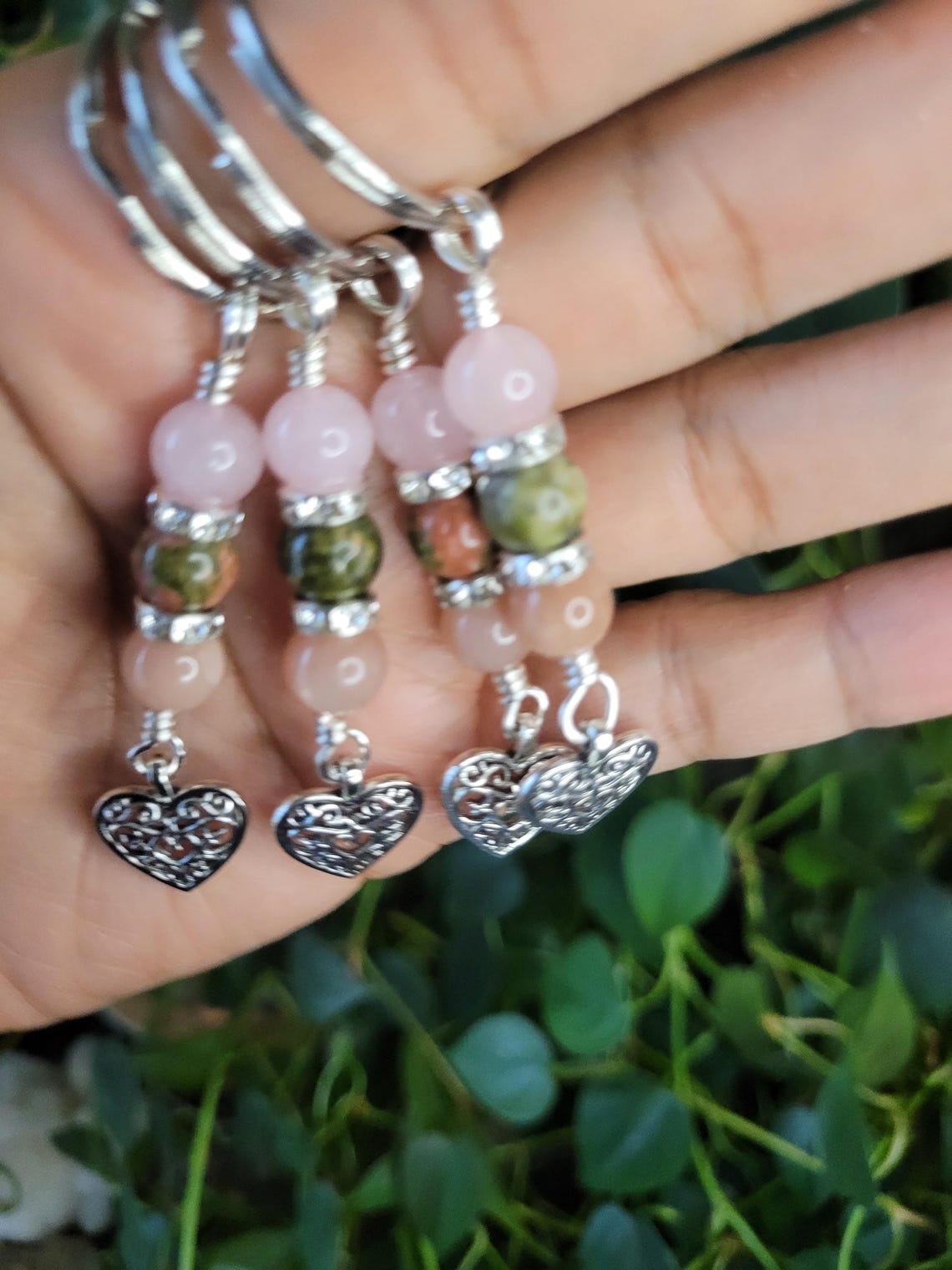 Fertility / Pregnancy Keychain With Rose Quartz, Moonstone and Unakite ...